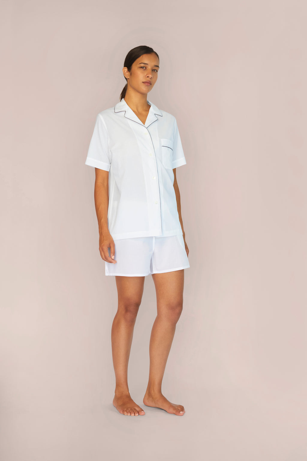 Lightweight Cotton Pajama Shorts Set - Chalk White | Women – Schostal ...